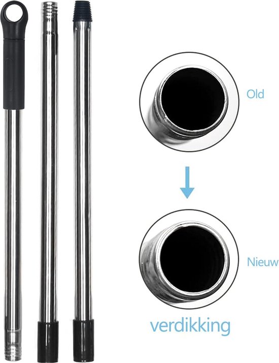 Rubberen indoor bezem met rakel rand - Verstelbare handgreep - Zachte ...