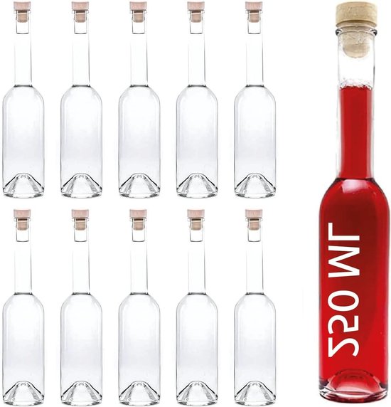 Lege glazen flessen 250 ml - kleine flessen met kurksluiting - 025 ...