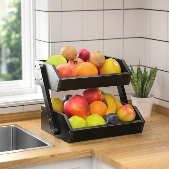 Bamboe Fruitmand met 2 Etages - Demonteerbare Fruitstandaard voor ...