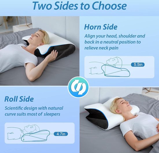 Ergonomisch Traagschuim Nekkussen voor Rug-, Zij- en Buikslapers - Orthopedisch... | bol