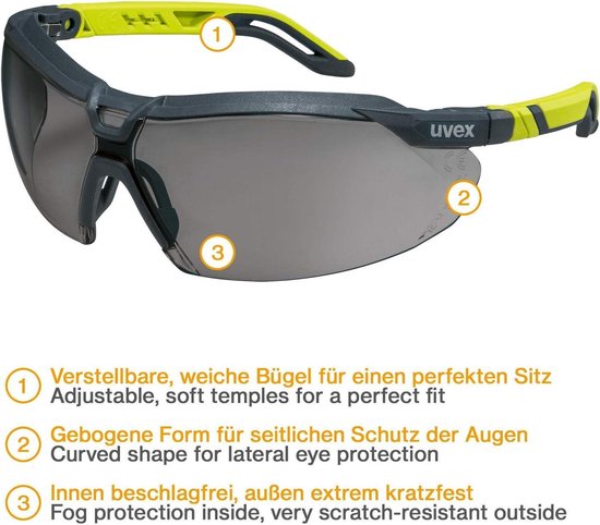 Veiligheidsbril Premium - extreem krasbestendig beslaat niet en verstelbaar - Uvex... | bol