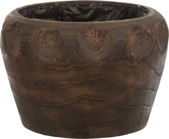J-line - Bloempot Thibobo Paulownia Hout+plastiek Donker Bruin Large ...
