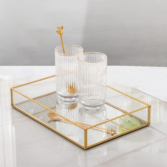 Vintage Glazen Doos - Gouden Sieraden Organizer Box - Helder Glas ...