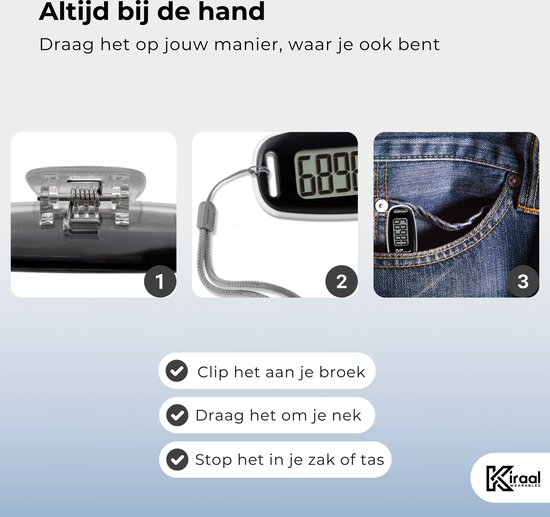 Kiraal Stappenteller Pedometer - Makkelijke 3D Technologie - USB ...
