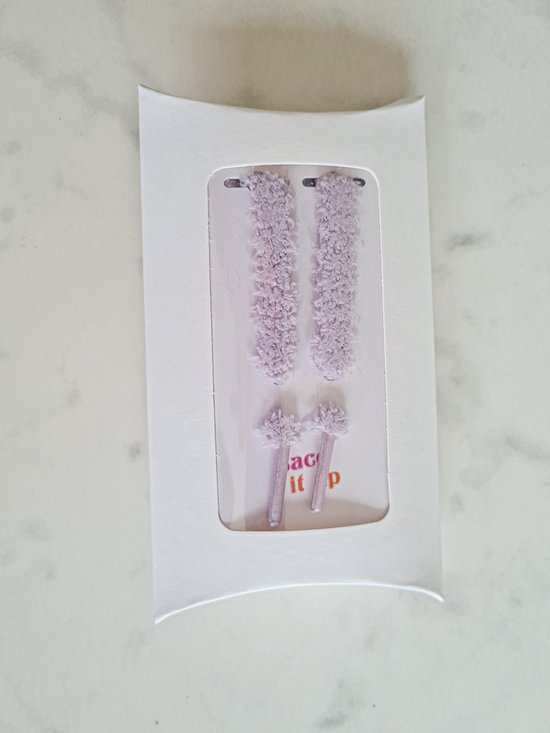 Schoenveters rond uni fluffy lila - 120cm met transparante nestels - Lace it Up veters... | bol