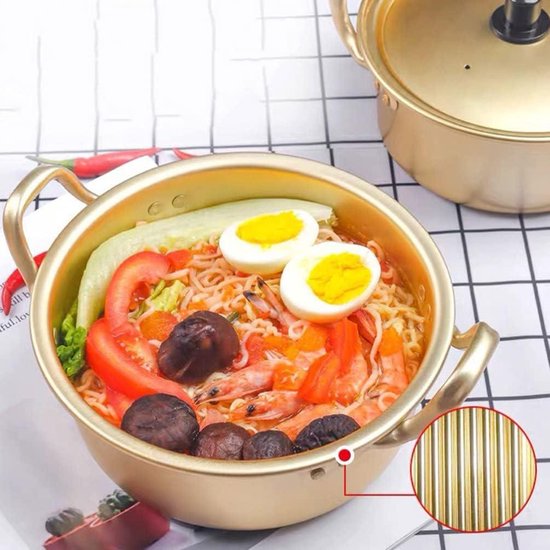 Ramen Pot Cooker Aluminium Ramyun Pot met deksel-lepel en staafje ...