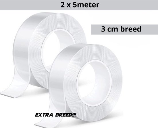 Nano Tape - 2 Stuks - Klussen - 10 Meter Lang (2x5m) - 3 cm breed - Dubbelzijdig... | bol