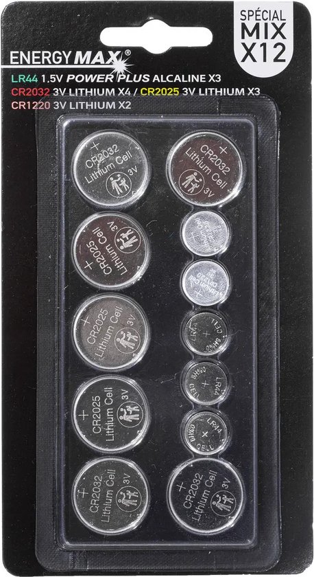 EnergyMax knoopcel batterijen budget voordeelset - Mix van 4 formaten ...