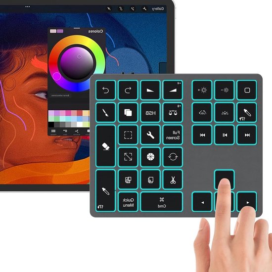 Oplaadbaar achtergrondverlicht Bluetooth-toetsenbord voor iPad Procreate - grijs | bol