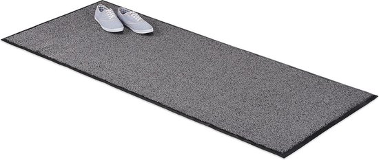 Deurmat 80 x 200 cm extra dun zwart-grijs grote droogloopmat voor ...