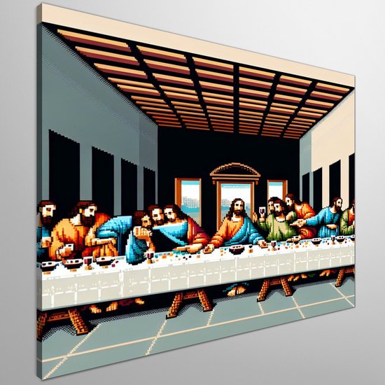Pixel art laatste avondmaal schilderij | Pixelated portrayal of the ...