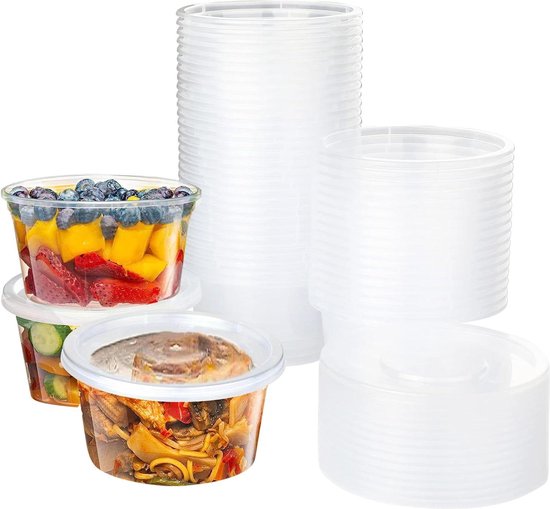 Plastic bakjes met deksels - 50 stuks - BPA-vrij - 450 ml - lekvrij ...