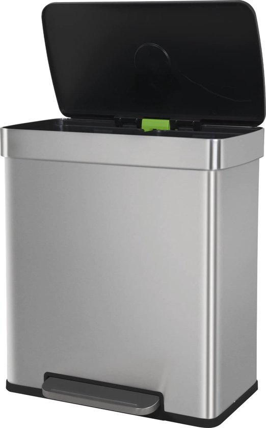 60 liter prullenbak met voetpedaal en dubbele binnenvaten ...