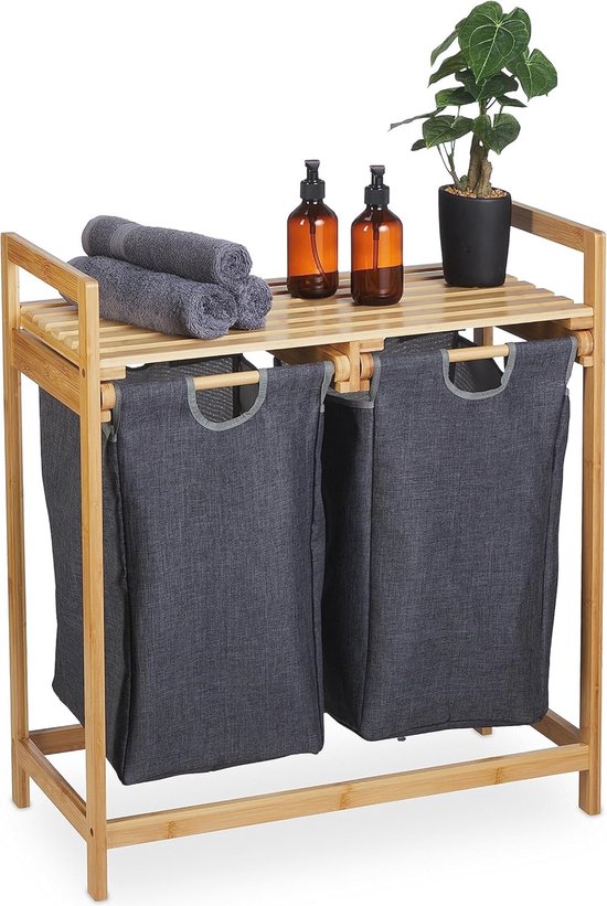 Dubbele Uitschuifbare Wasmand met Plank - 2 Vakken voor Efficiënte ...