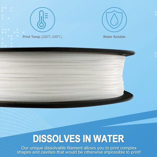 Water Soluble Filament 1.75mm 500g - PLA Filament Support - Natural PVA ...