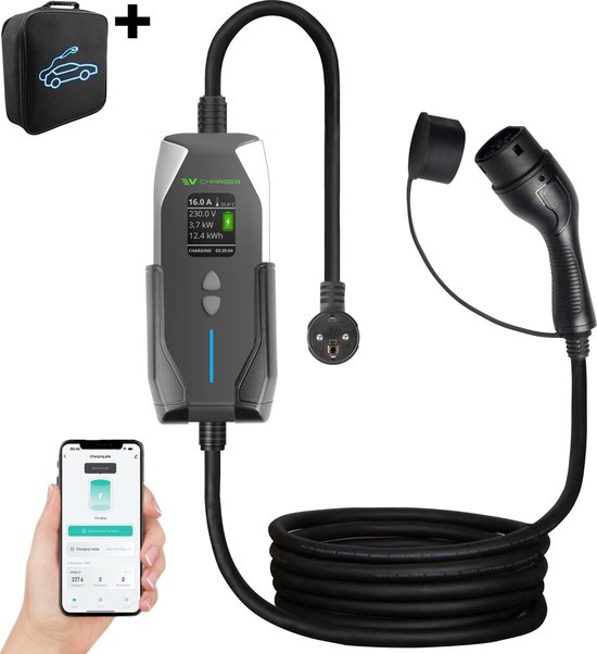 Mobiele thuislader Type 2 - mobiele app - IP65 Waterdicht - opladen ...