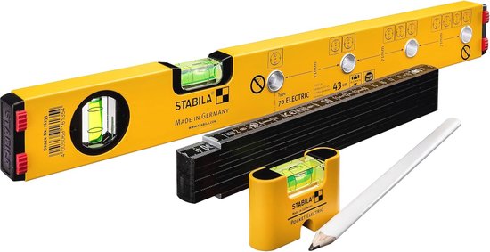 Elektrische Waterpas Kit 43 cm - Hoogwaardige Mini Waterpas en Duimstok ...