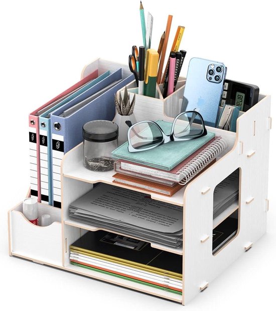 Bureau-organizer van hout met tijdschriftenhouder - stijlvol en ...