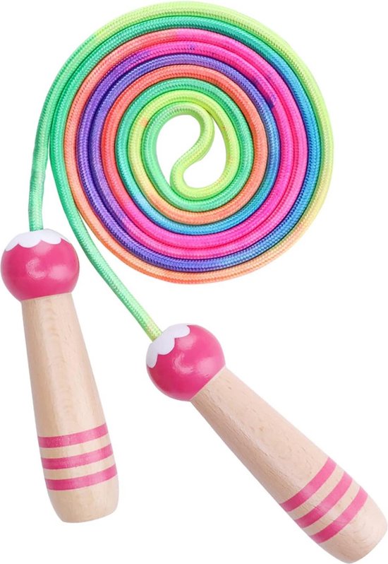 Springtouw - Touwtje springen 25 m houten handvat natuurkundigen ...