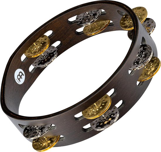Compact Wood Tambourine - 8" Walnut Brown 2 Rows - Percussion ...
