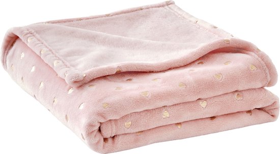 Vertbaudet Plaid voor kinderen met goudkleurige hartjes | bol