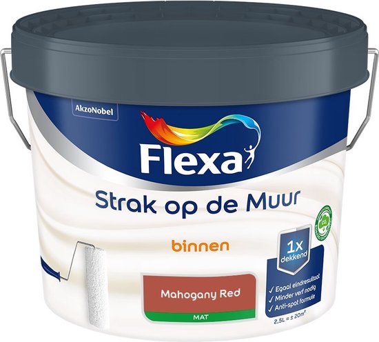 Flexa - Strak op de Muur Binnen Muurverf Mat - Mahogany Red - Kleur van ...