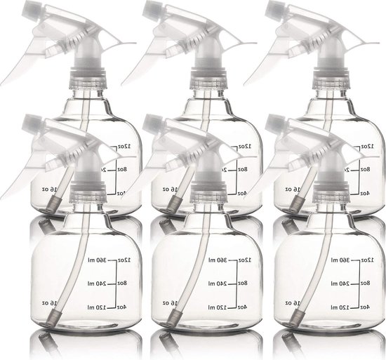 6 Stuks 500ML Plastic Spuitflessen - Lege Spuitfles Herbruikbaar - Nevelfles - Clear | bol