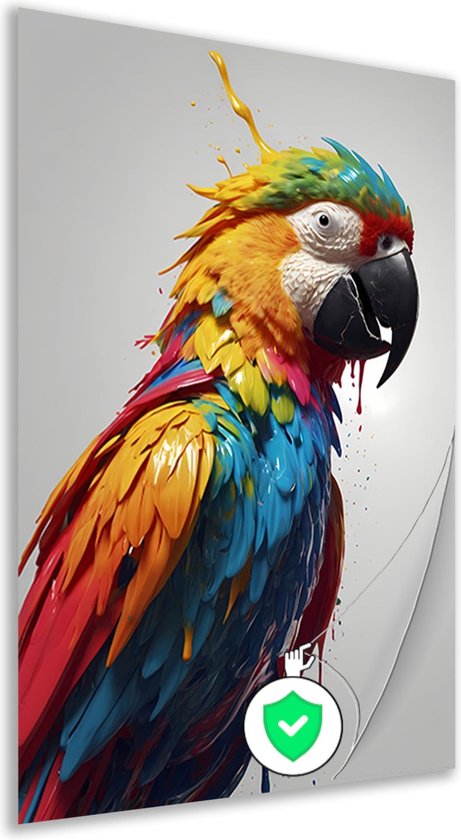 Papegaai poster - Dier poster - Posters Verf - Muurdecoratie klassiek ...