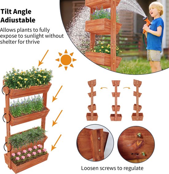 Vostara - Tuinbed - Verhoogde Tuinbed - Bloempotten Rek - Verticale ...