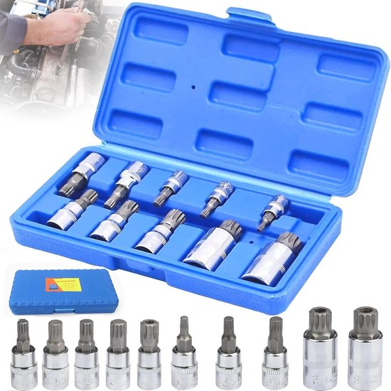 Torx Socket Set - 10Pcs 1/2 Socket Set - Spline Socket Set - M4 - M18 ...