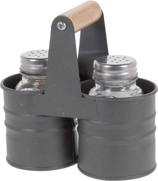 Peper- en Zoutstel - Glaszout- en peper Shakers met metalen ...