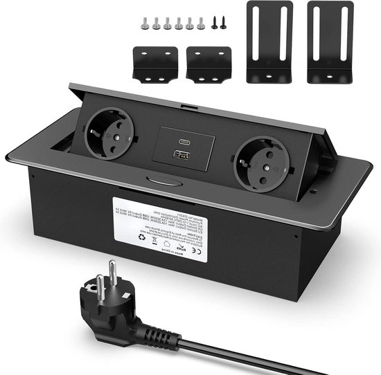 Stekkerdoos Intrekbare USB-C PD20W - Aluminium Tafelstopcontact ...