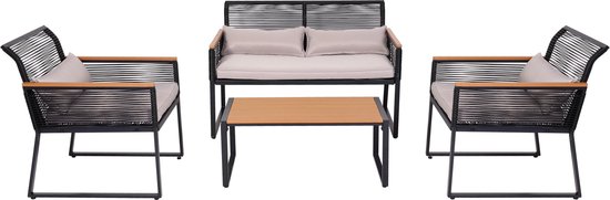 Tuinset MCW-K42, tuin loungeset bank, rope weave Rope houtlook staal ...