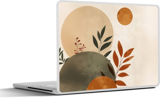 Laptop sticker - 11.6 inch - Vormen - Rond - Bladeren - Beige - 30x21cm ...