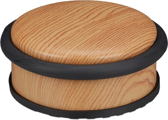 Deurstopper binnen voor zware deuren HxØ 5 x 10.5 cm lichtbruin met rvs ...