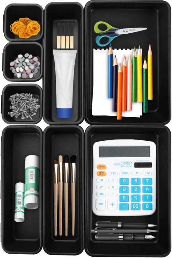 Drawer Organiser - 8 Pcs Multi-Function Separation System Storage Box ...
