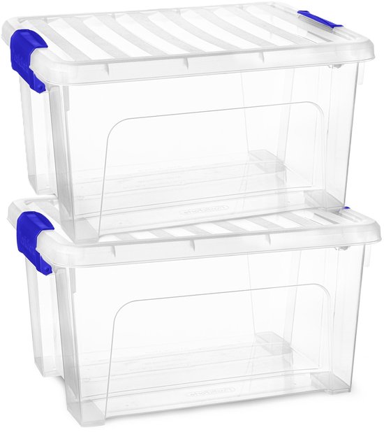 Plasticforte Multi Storage Opslagbox met deksel - 2x - transparant - 16 ...