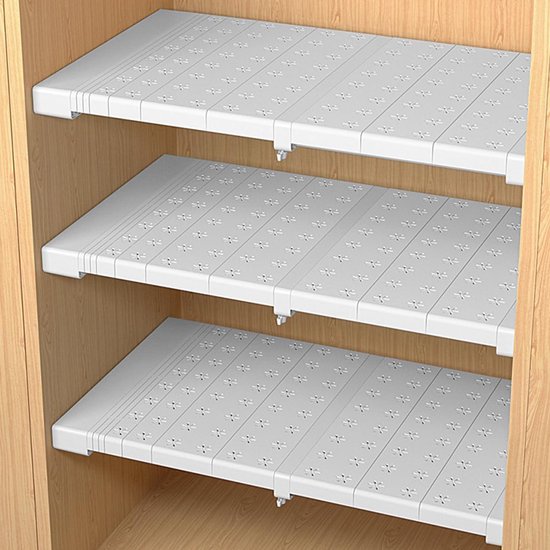 Extendable Cabinet Shelf Adjustable Wardrobe Storage Rack Separator ...