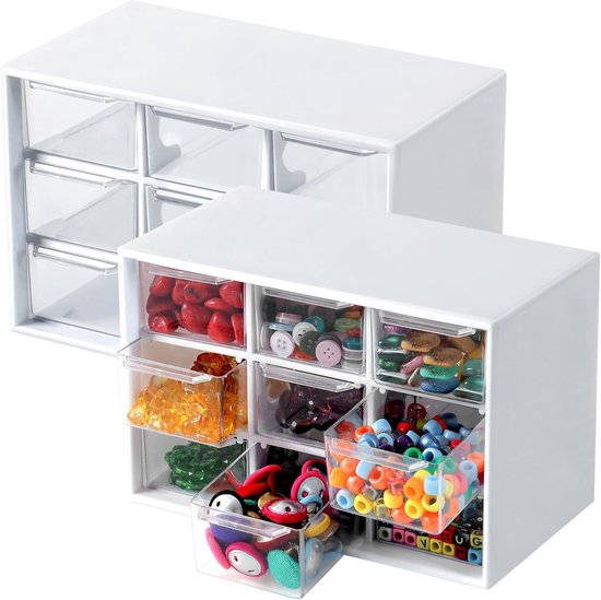 Doorzichtige Mini Opbergdoosjes met Verwijderbare Lades - 2 Pak ...