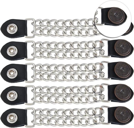 Lederen Vest Extension Chain Motorfiets Vest Extenders - Set van 5 met ...