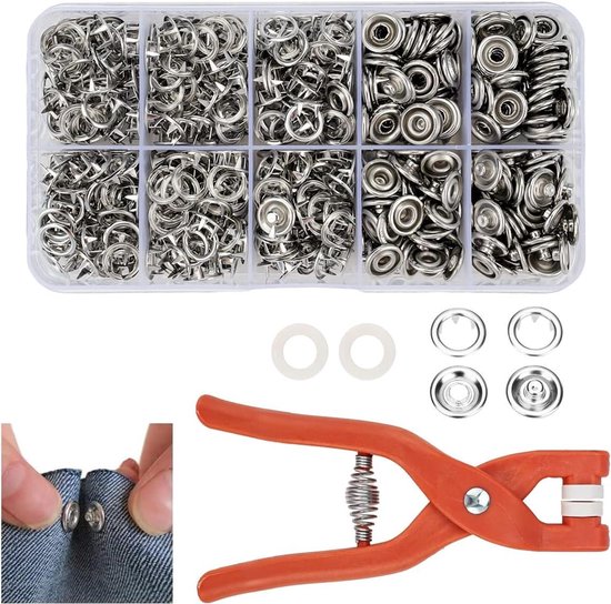 300 sets 10 mm metalen drukknopen met tang - jersey drukknopen zonder ...