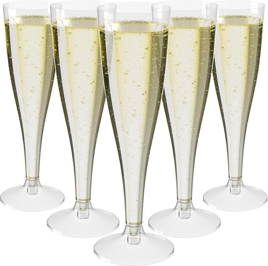 Champagneglazen set van kunststof 100 ml met ijkstreep - glashelder ...