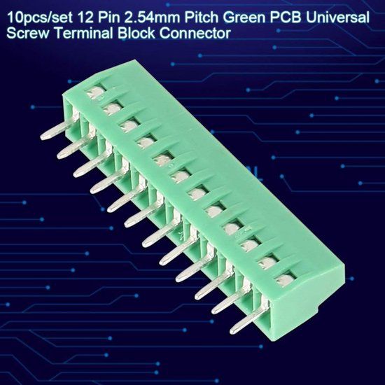 12 Pin 2.54mm Green Universal Screw PCB Terminal Block Connector - Set ...
