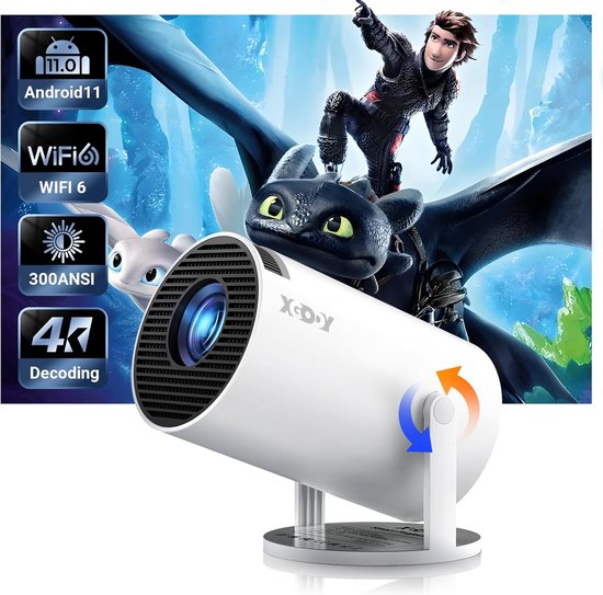 Draagbare Mini Projector met 12000 Lumen, Android 11 en WiFi 6 ...