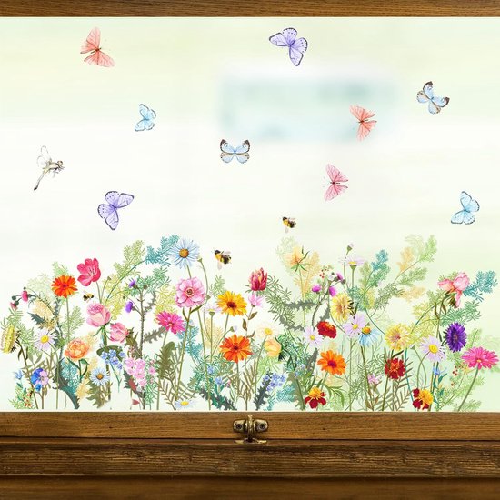 Bloem en Vlinder Raamstickers - 3 Vellen Dubbelzijdig voor Lente en ...