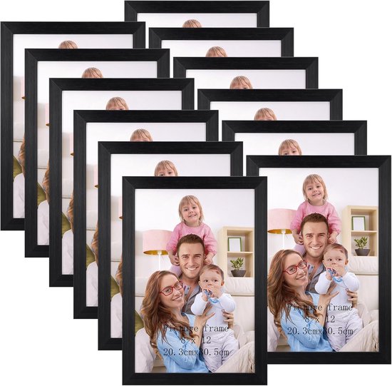 Fotolijstenset 12 stuks - Collage fotolijsten zwart - 20 x 30 cm | bol