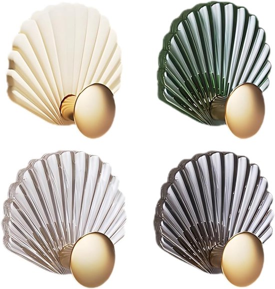Shell Muur Haak - Heavy Duty Haken voor Thuis - 4 Stuks - Wit - Plastic ...