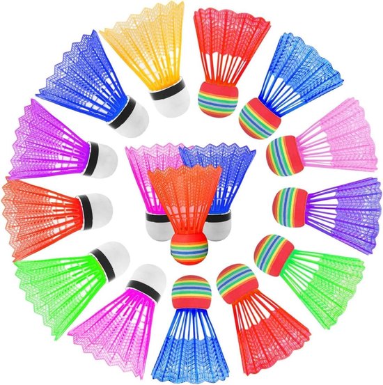 Duurzame Nylon Badminton Shuttles - Set van 16 Stuks - Verschillende ...