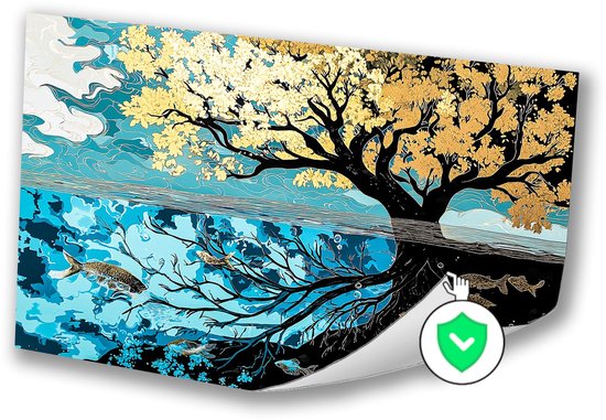 Gouden boom met vissen onder water - Boom poster - Posters natuur - Art ...