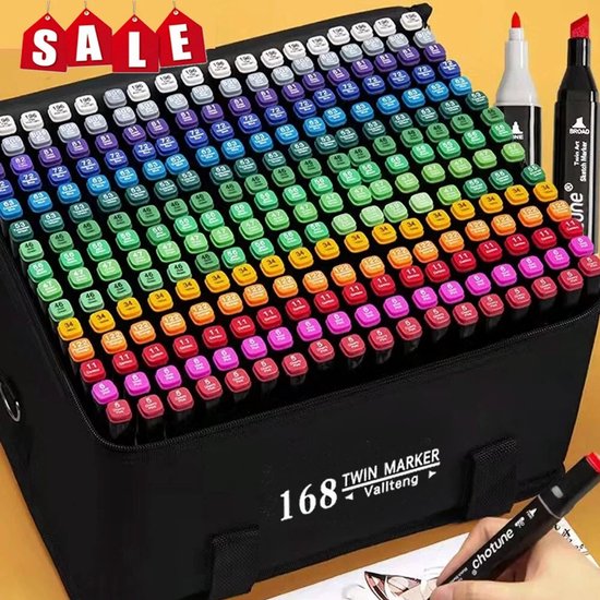 168 Colour Doodle Pens - Markerset op oliebasis - Voor Sketch Markerset ...